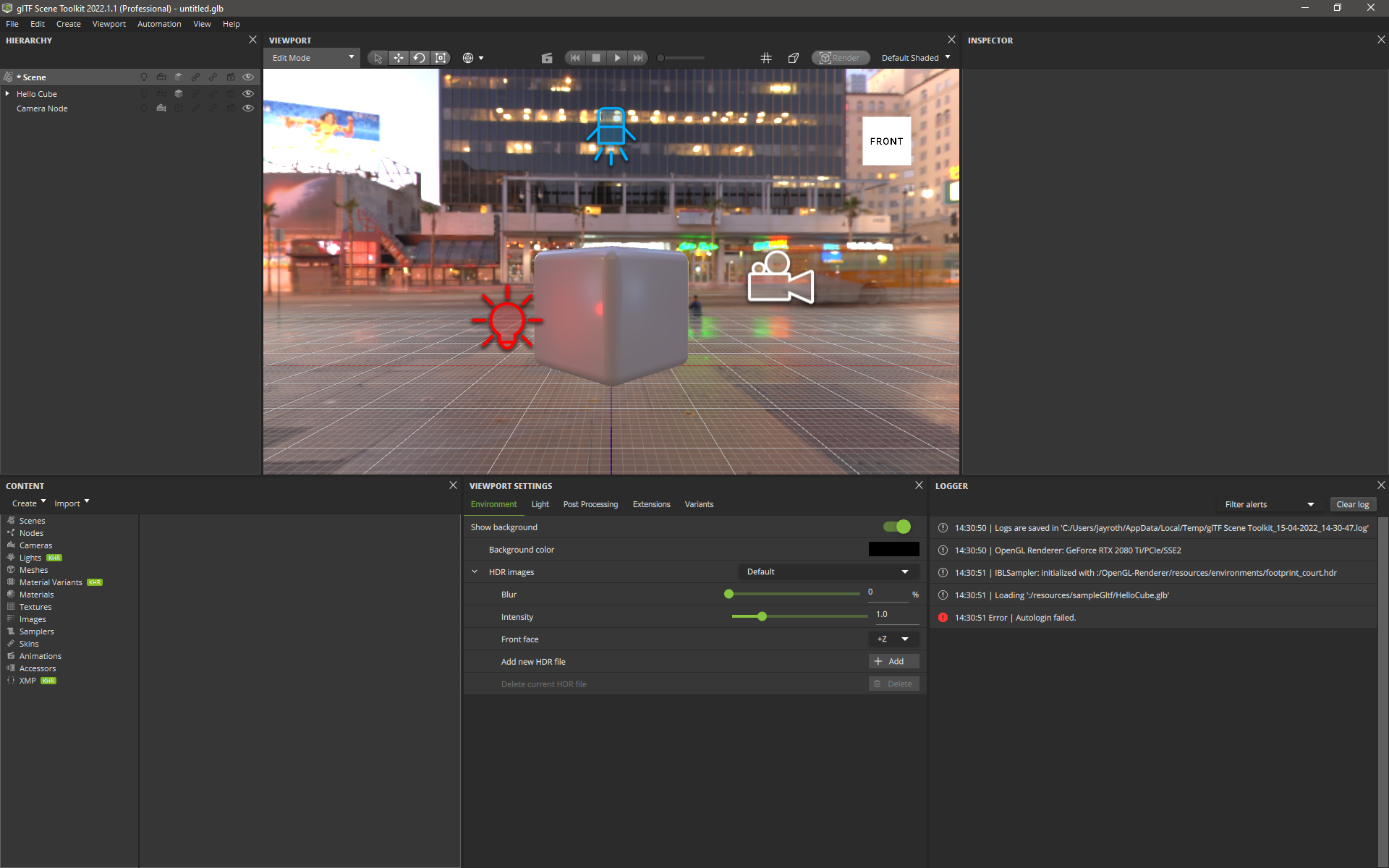 GlTF Scene Toolkit Help OTOY